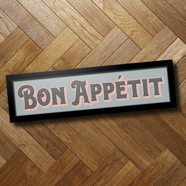 Bon Appetit Sign - Framed Print Gallery Wall Art Bar Landscape Kitchen ...