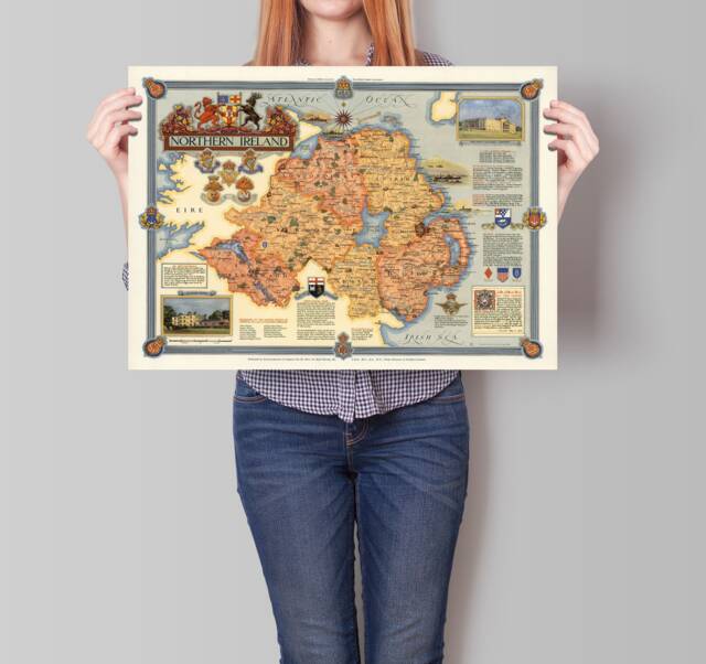 Old Map Of Northern Ireland - Ernest Clegg Pictorial Fermanagh Tyrone ...