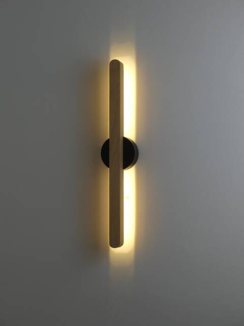 Vertical Wall Light in Natural & Black Wood Minimalist Decoration by ...