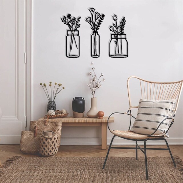Flower & Vase Metal Wall Art Set Spring Home Decor by Etsy | ufurnish.com