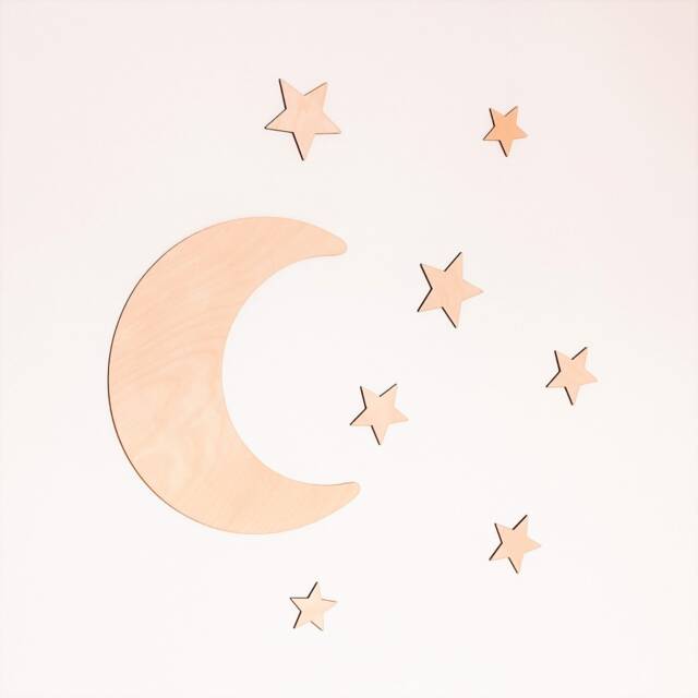 Wooden Moon With Stars/Nursery Wall Decor Plywood Decoration by Etsy ...