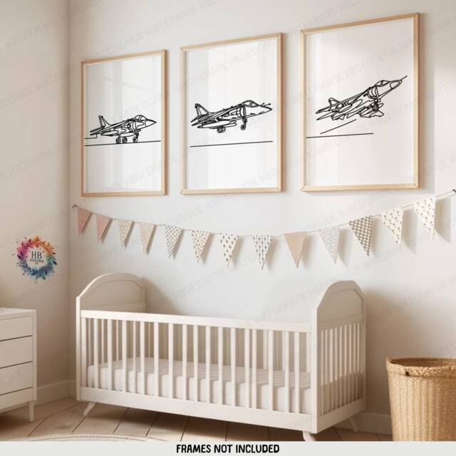 Fighter Jet Poster Set - 3 Prints - Boys Bedroom Artwork Airplane Wall ...