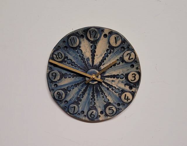 Hand Made Circular Round Matt Blue Natural Ceramic Wall Clock Quartz 25.5 cm Diam by Etsy ...