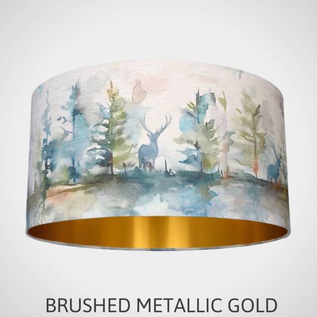 Deer Lampshade Woodland Stag With Gold Lining, For Ceiling Or Lamp Base ...