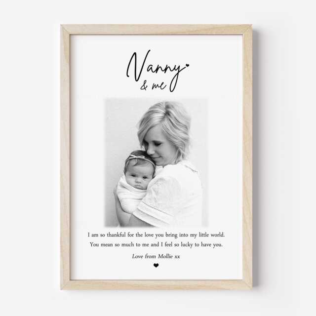 Personalised Nanny & Me Photo Print One Child Only Unframed Present ...