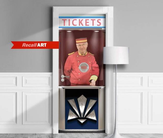 Ticket Booth - Door Mural With An Usher. Cinema. Decal For Window, Wall ...