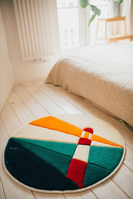 Seaside Inspired Tufted Rug L Lighthouse Motif Handmade Soft & Fluffy ...