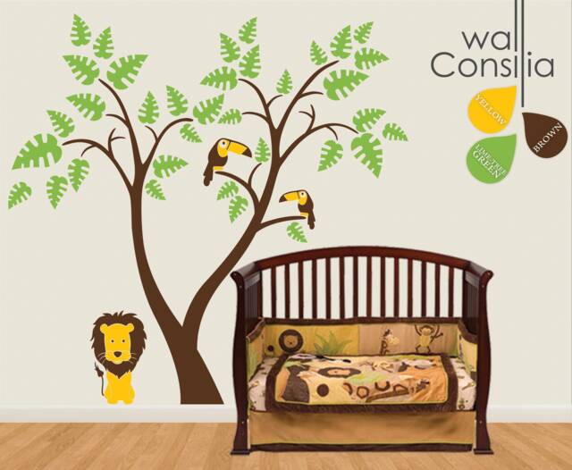 Nursery Tree Wall Decal Lion & Toucan Mural For Kids Room by Etsy ...