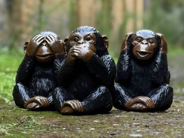 Three Wise Monkeys Statue Set Concrete Garden & Home Decor See No Evil ...