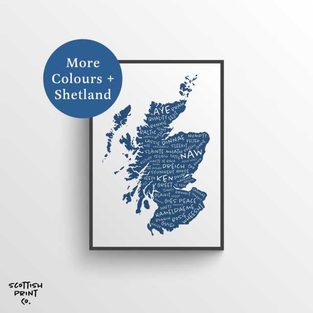 Scottish Words On Scotland Map Print - Wall Art Gift by Etsy | ufurnish.com