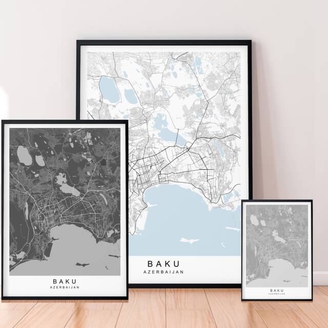 Baku City Map Print Minimalist Azerbaijan Home Poster Wall Decor ...