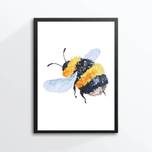 Din A4 Art Print Without Frame - Bumblebee Bee Bees Insect Watercolor ...
