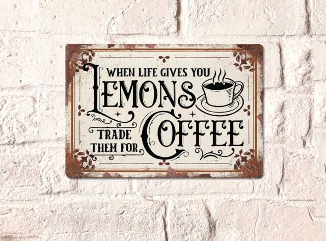 Coffee Sign Kitchen Wall Art, Metal Signage Hanging Tin Signs, Vintage ...