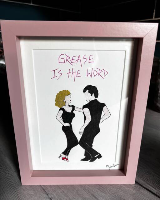 Grease Hand Drawn Original Framed Artwork Of Danny & Sandy by Etsy ...