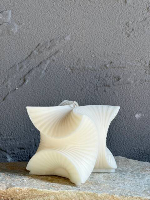 Unique Design Aesthetic Candle, Wavy Striped Sculptural Large Shaped ...
