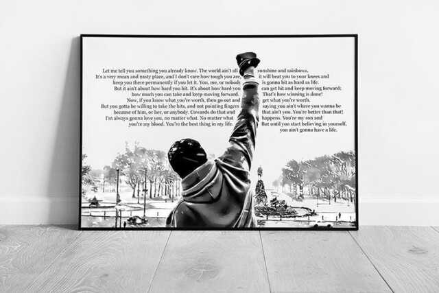 Rocky Balboa Inspirational Boxing Quote Wall Art - Black & White Framed ...