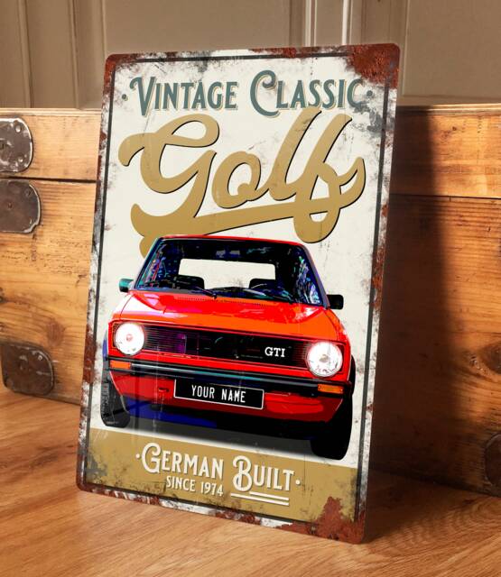 Personalised Vintage Golf Gti Mk1 Metal Tin Sign Wall Door Decor ...