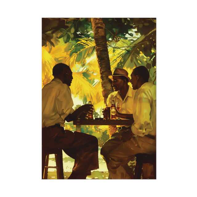 Guyanese Art Of Men in Outdoor Bar Drinking Beer Rolled Poster ...