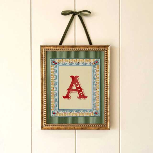 Vintage Alphabet Print - Personalised Initial Wall Art Cottagecore ...