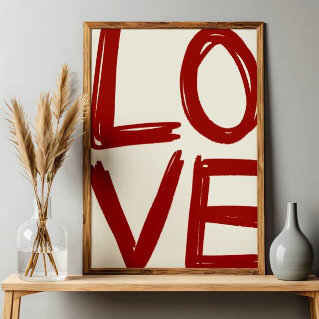 Love Unframed Print - Poster Hand Drawn Art Prints Modern Colourful ...