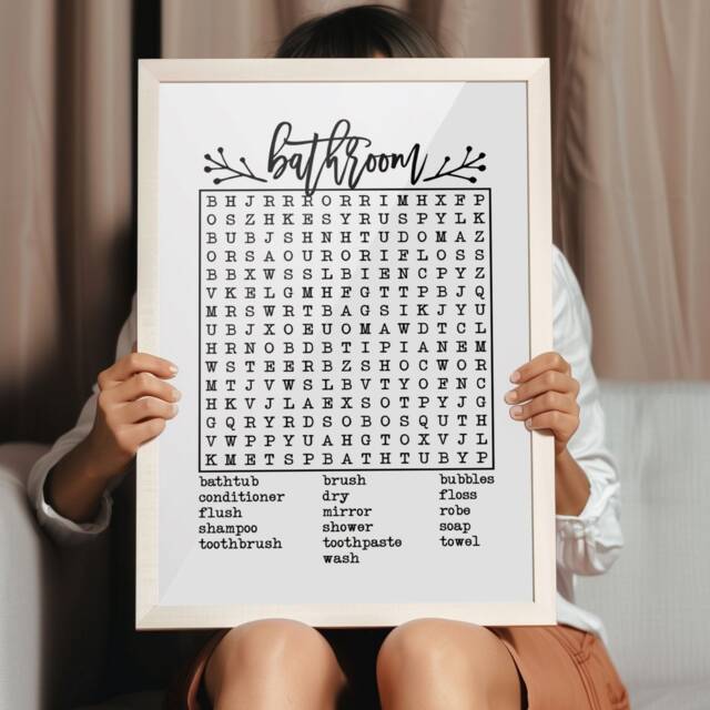 Bathroom Word Search Print, Wordsearch by Etsy | ufurnish.com