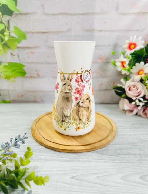 Rabbit Handmade Decoupaged Glass Vase, Rabbit Vase, Animals Vase ...