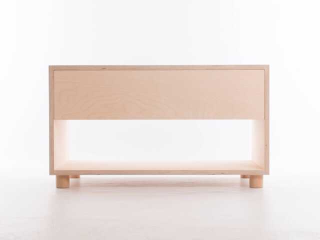 Box Wide Table With Drawer // Ash Feet/End Grain Plinth Wheels - Baltic ...