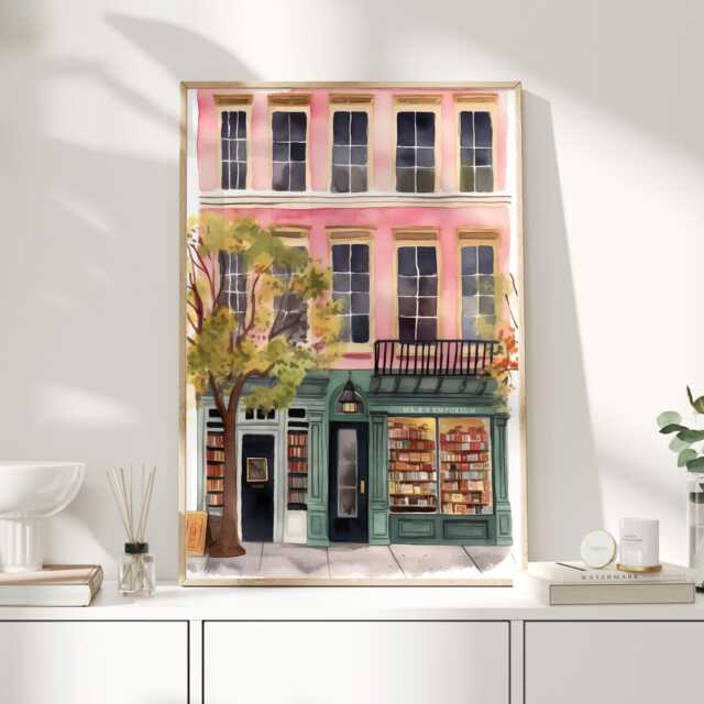 Vintage Book Store Poster, Shop Print, Lovers Gift, Reading Bookshop ...