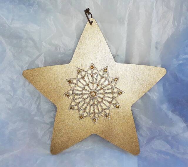 Wooden Star Wall Art, Hand Painted in Gold With A Decorative 12 Point ...