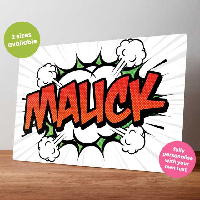 Personalised Superhero Sign - Bedroom Wall Decor, Super Hero Name Sign ...