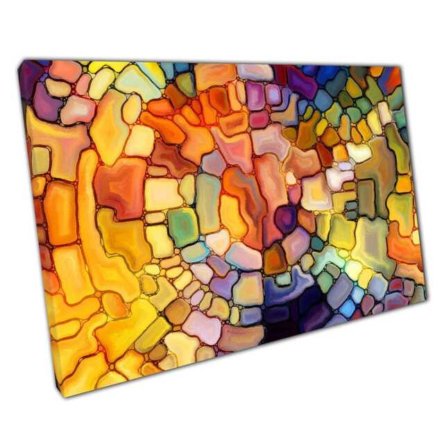 Abstract Stained Glass Canvas Print Modern Warm-Toned Digital Art For ...