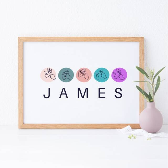 Personalised Bsl Name Print British Sign Language Gift, Fingerspelling ...