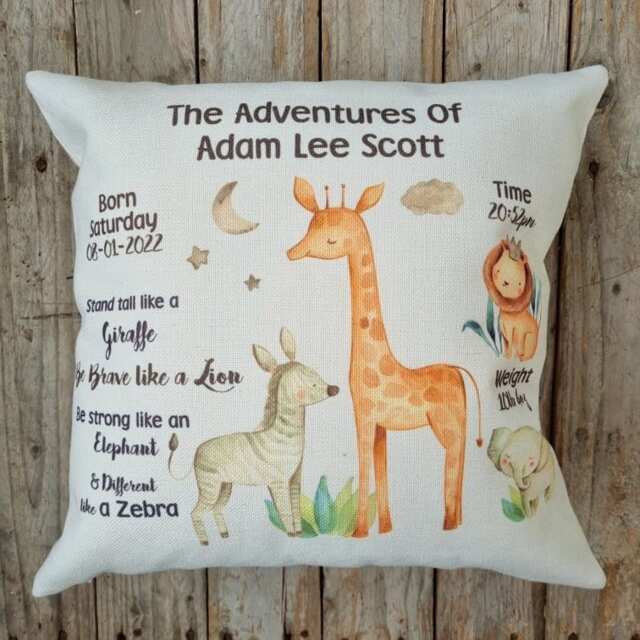Safari Keepsake Cushion, Baptism/Christening/Naming/Dedication Day ...