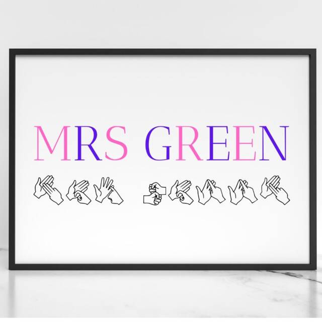 Bsl Name, Print, British Sign Language Print, Name in Bsl, Deaf Aware ...