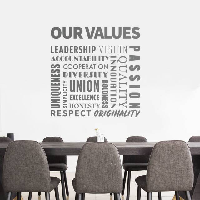 Our Values Wall Decal, Office Art, Decor, Decals, Motivational Art by ...