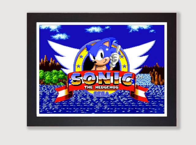Framed Sonic The Hedgehog Video Game Start Screen Poster Print Vintage ...