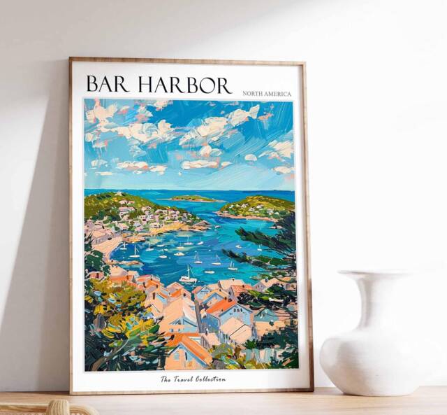 Bar Harbor Travel Poster Coastal Maine Art Print by Etsy | ufurnish.com