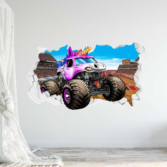 Monster Jam Wall Sticker - Sparkle Smash Driving Through Broken Decal ...