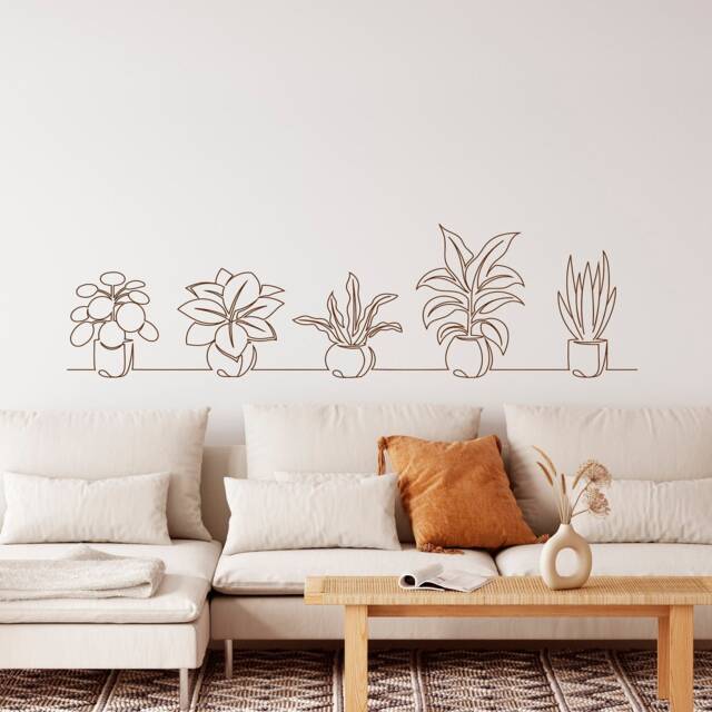 Botanical Plants Wall Decal, Potted Plant Decor, in The Pot, Nature ...