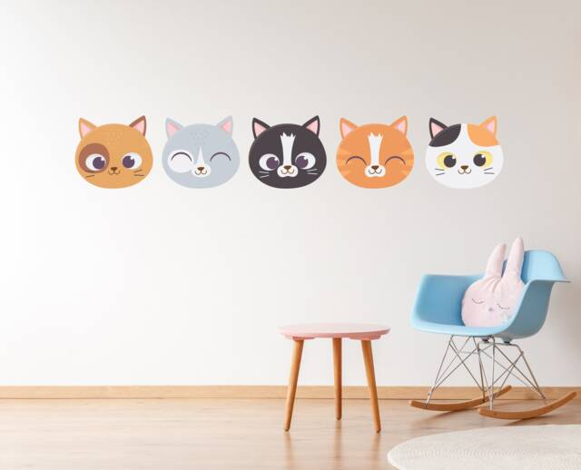 Kitten Wall Decals - Nursery Cats Kids Decor Removable Art Mural Vinyl ...