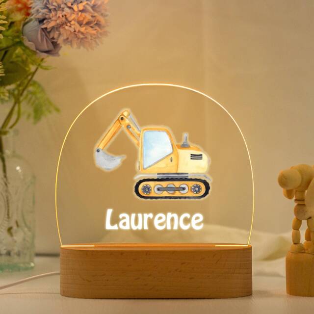 Personalised Tractor Night Light, Digger Light, Tractor Light, Nursery ...