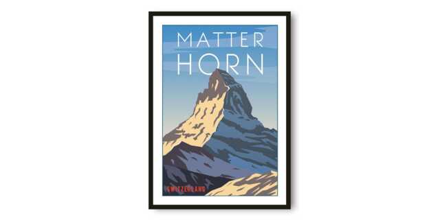 Matterhorn Travel Poster Colorful Alps Print, Switzerland Wall Art by ...