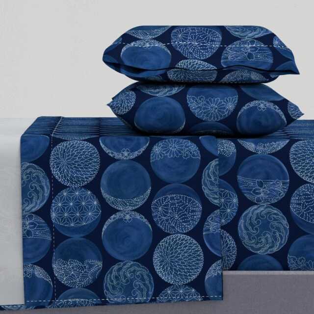 Japanese Inspired Sheets - Sashiko Moon Phases By Hnldesigns Moons ...