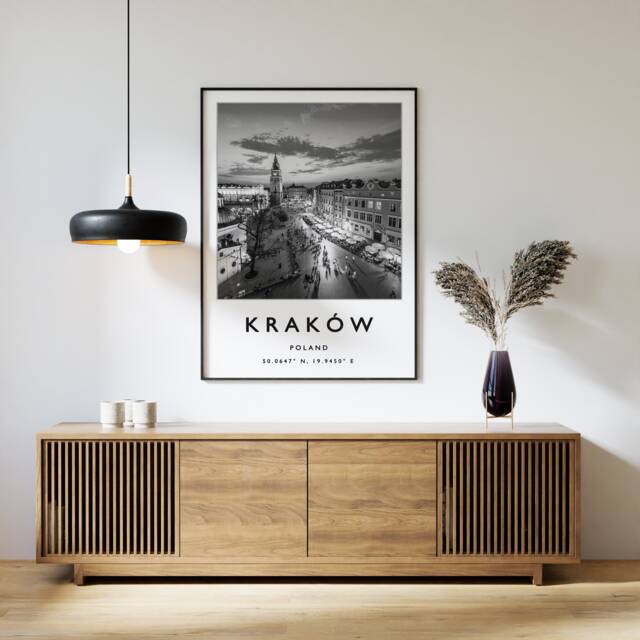 Krakow Poland Travel Poster Black & White European Wall Art by Etsy ...