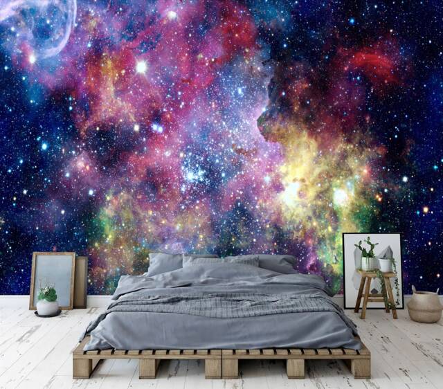 Outer Space Galaxy Shiny Nebula Mural Gift, Art Print Photomural Wallpaper Easy-Install ...
