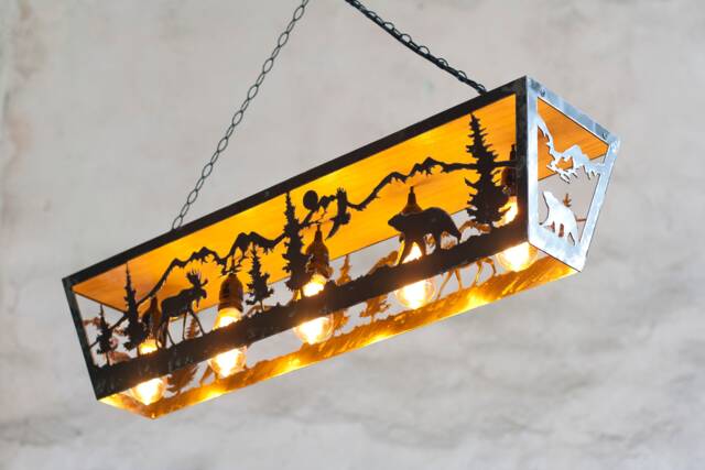 Rustic Moose & Bear Five-Light Fixture Cabin Lighting by Etsy ...