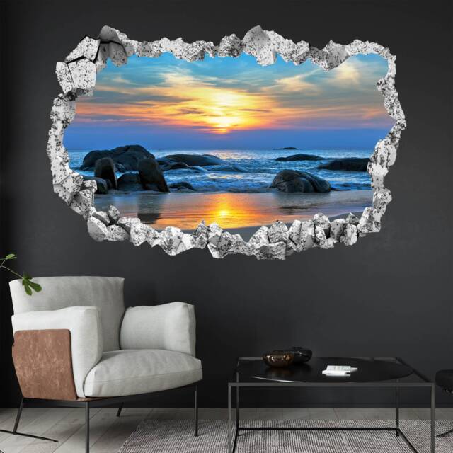 Sea Rocks Sunset Wall Decal Sticker Mural Poster Print Art Home Office ...