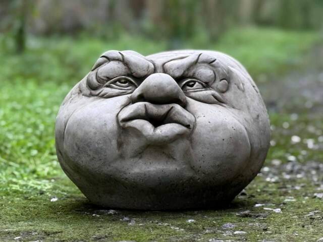 Grumpy Face Statue Humorous Garden Decor Concrete Sculpture Outdoor Man Figurine Funny Yard Art ...