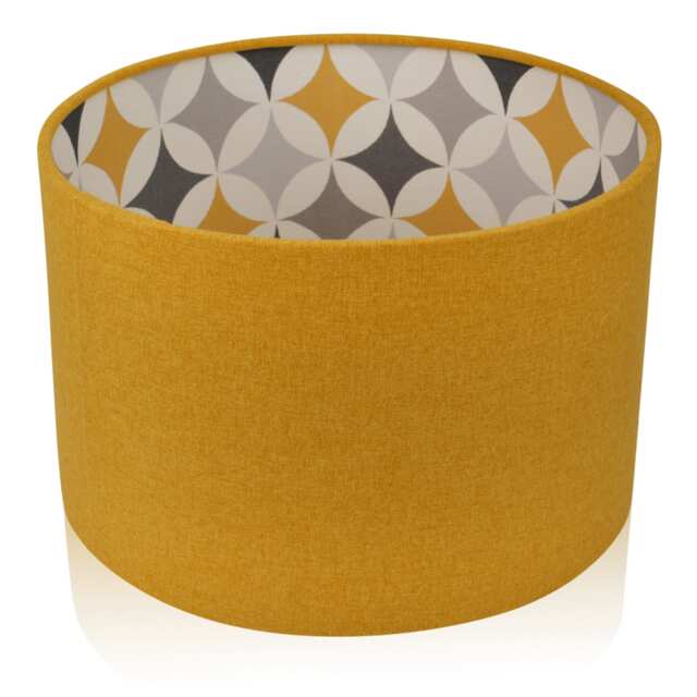 Shetland Retro Mustard Yellow Brushed Linen Style Drum Lampshades ...