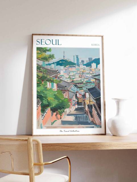 Seoul Poster, Travel Print, Tropical Decor, City Wall Art, Korean Korea ...
